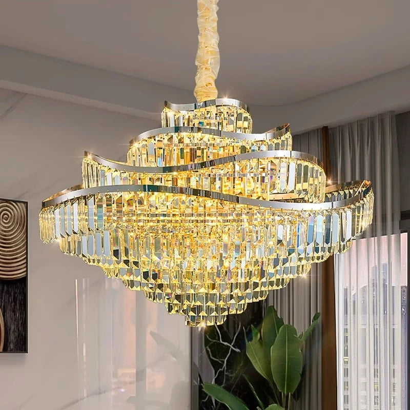 Crystal Golden Traditional Chandlier – pascals.pk